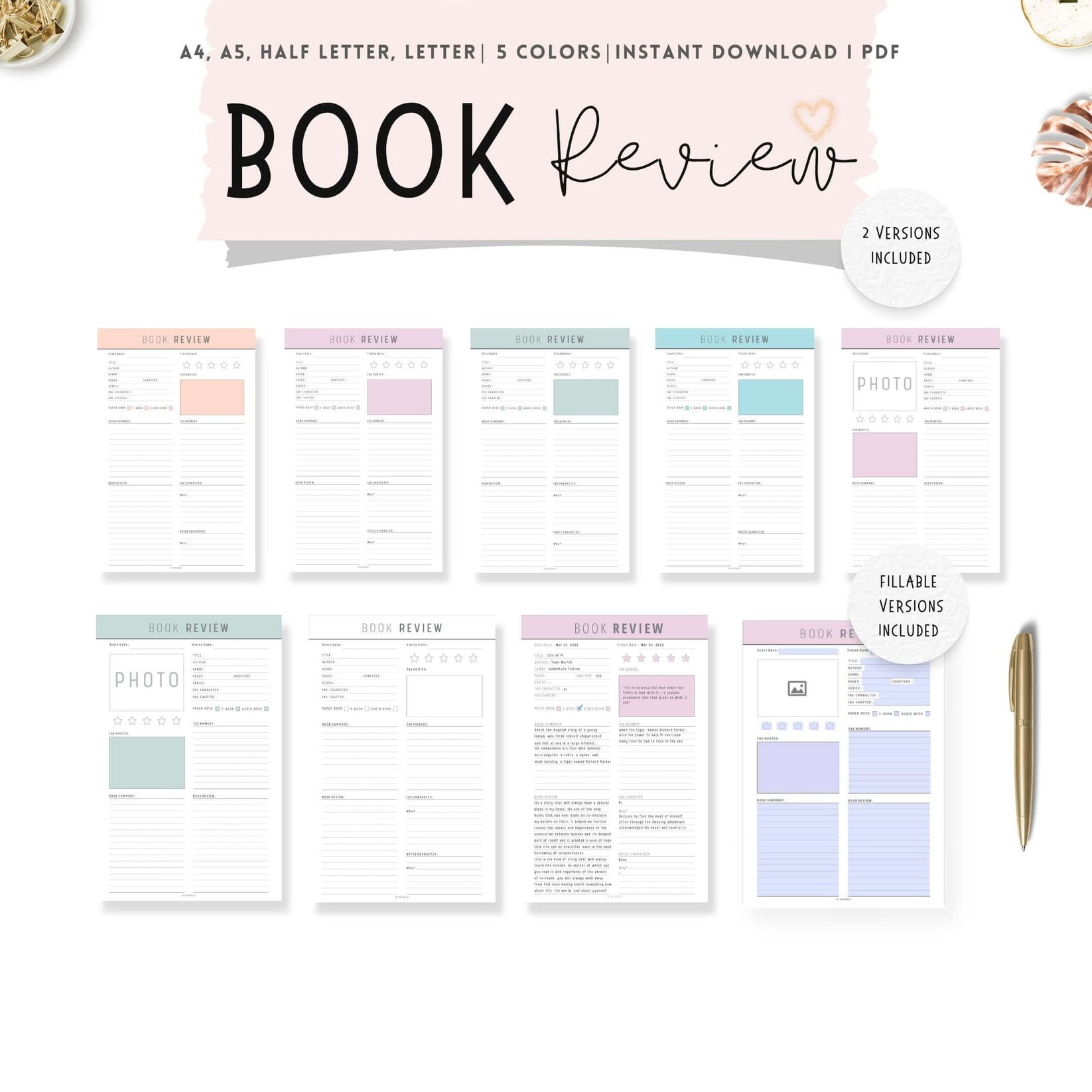 Free Book Review Template - M002 – mrsneat