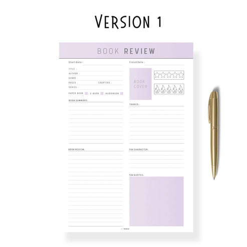 Book Review Template Printable - M391 – mrsneat