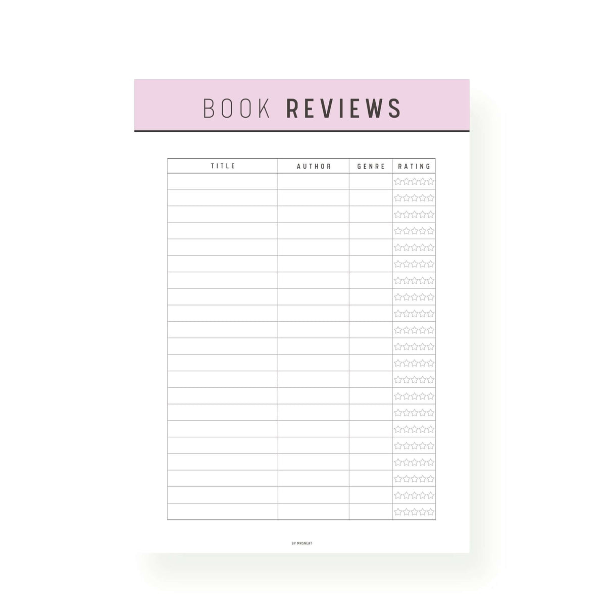 Book Reviews Template – mrsneat