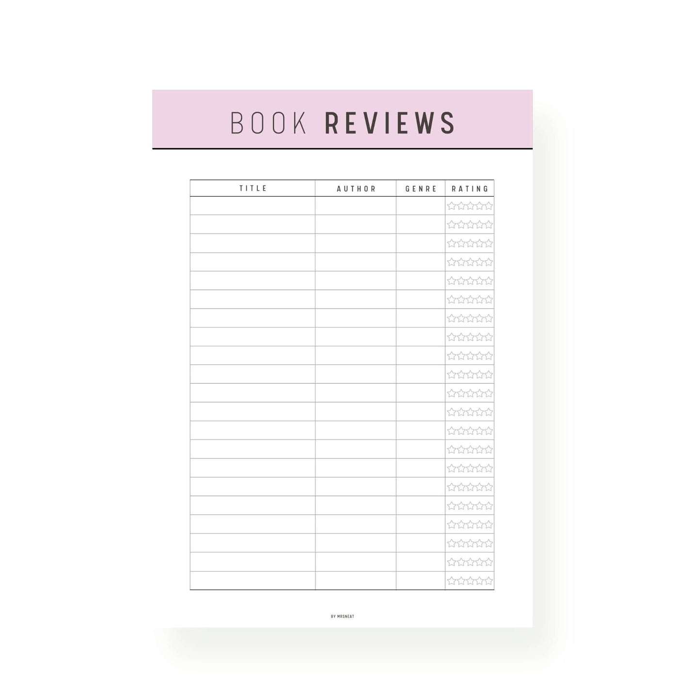 Book Reviews Template – mrsneat