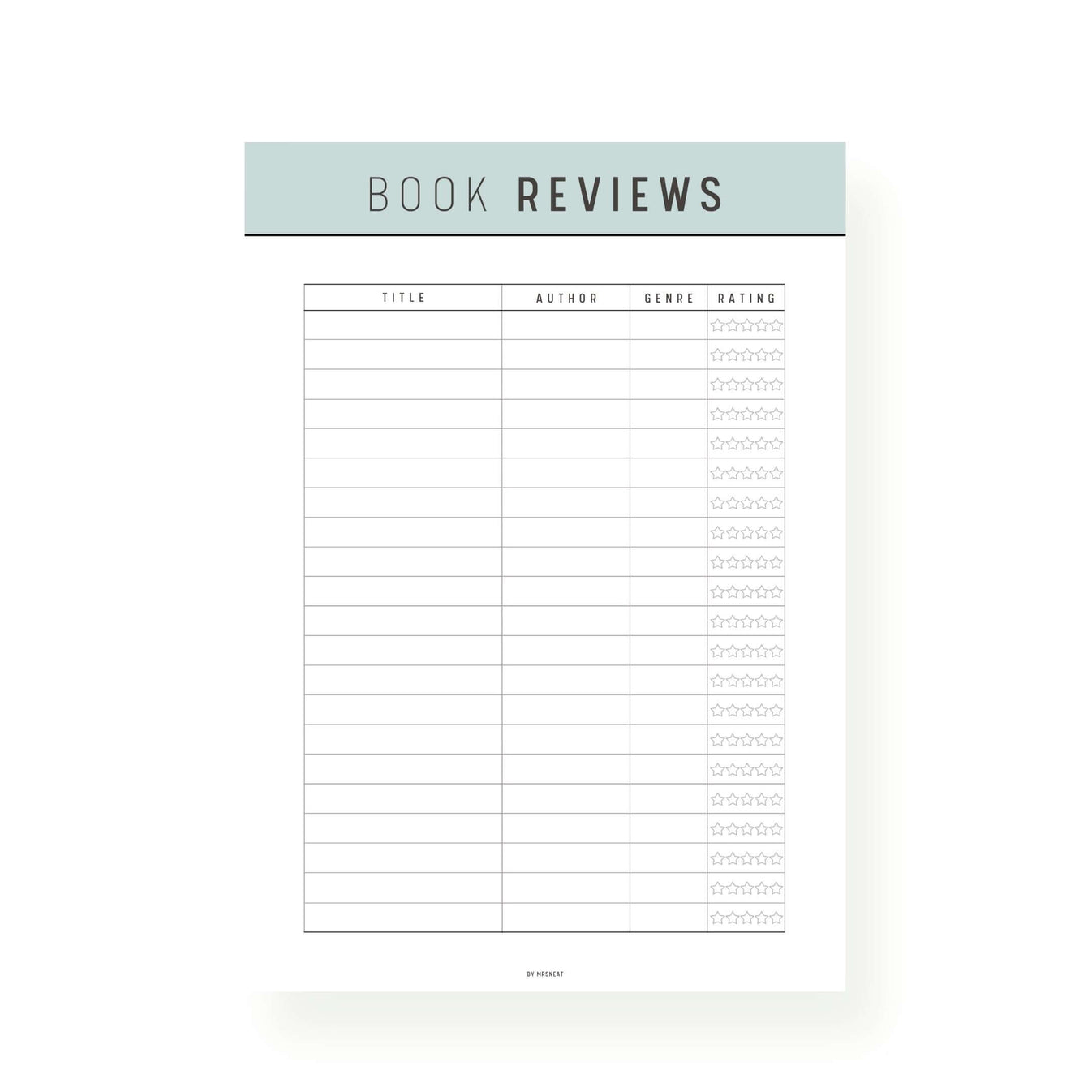 Book Reviews Template – mrsneat