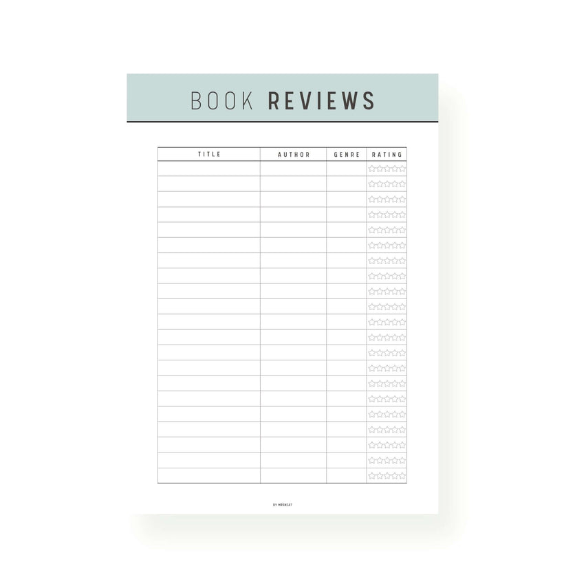 Book Reviews Template – mrsneat