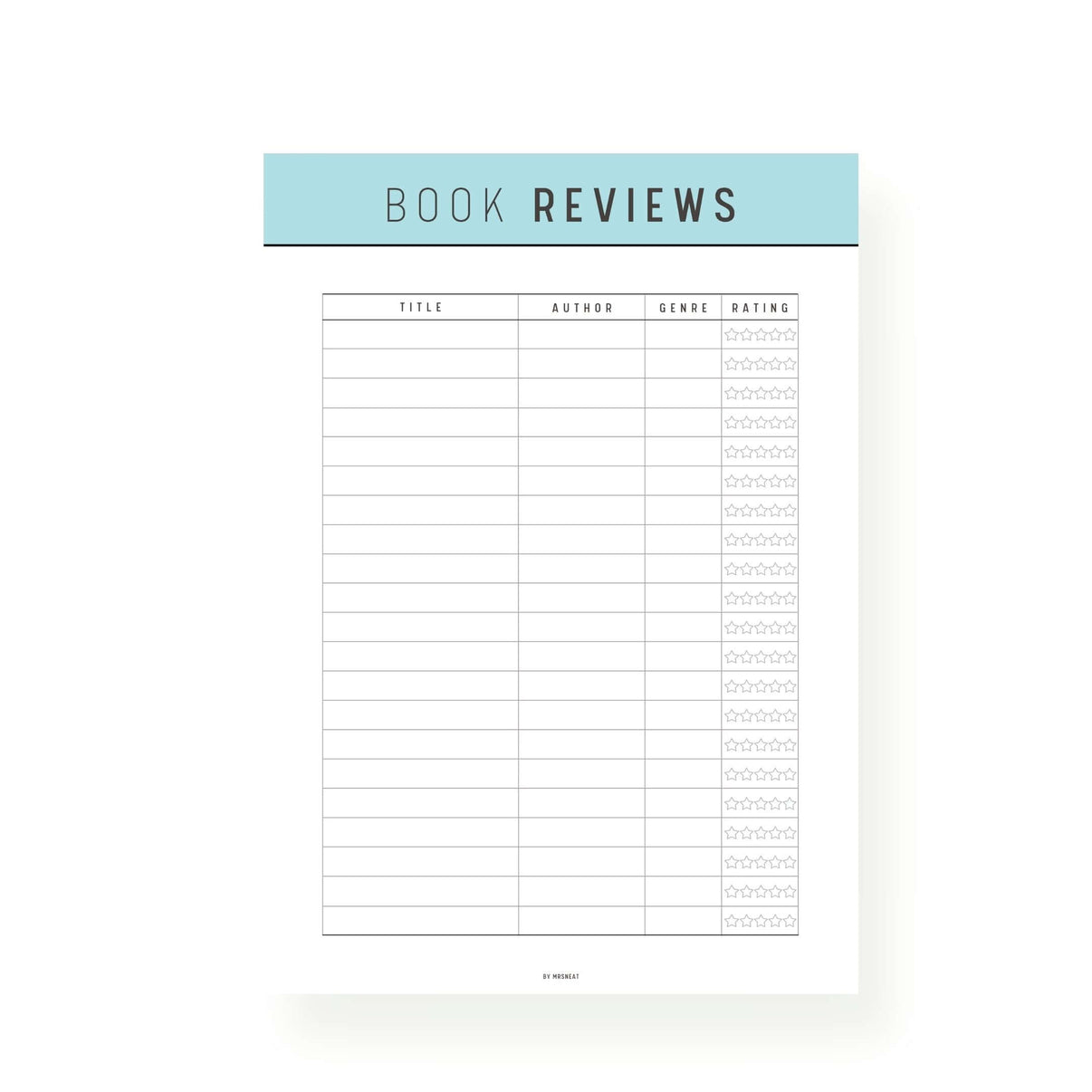 Book Reviews Template – mrsneat