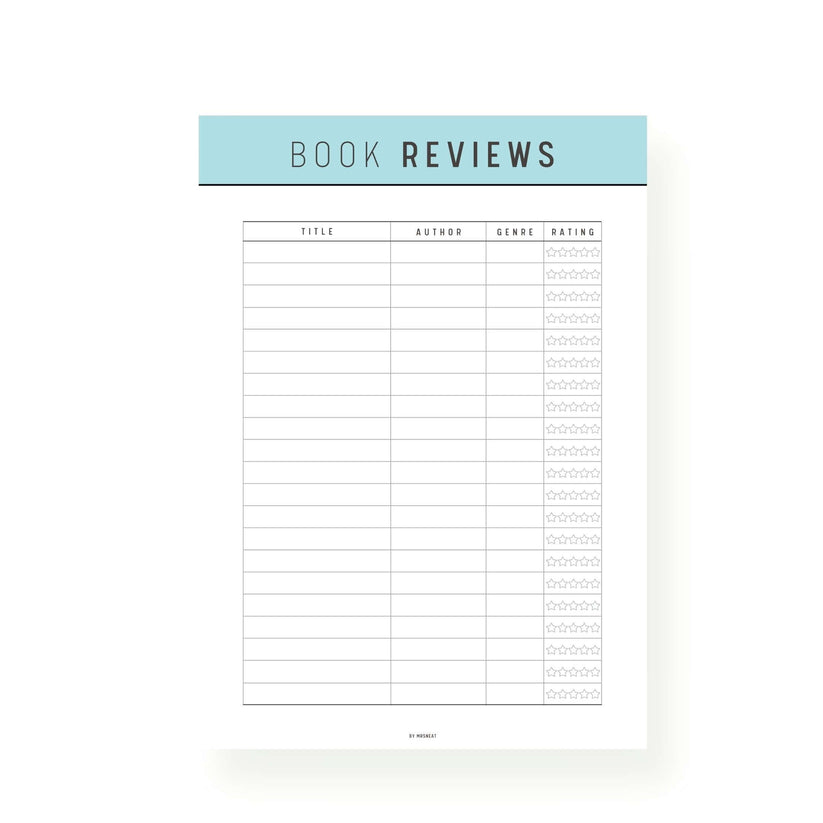 Book Reviews Template – mrsneat