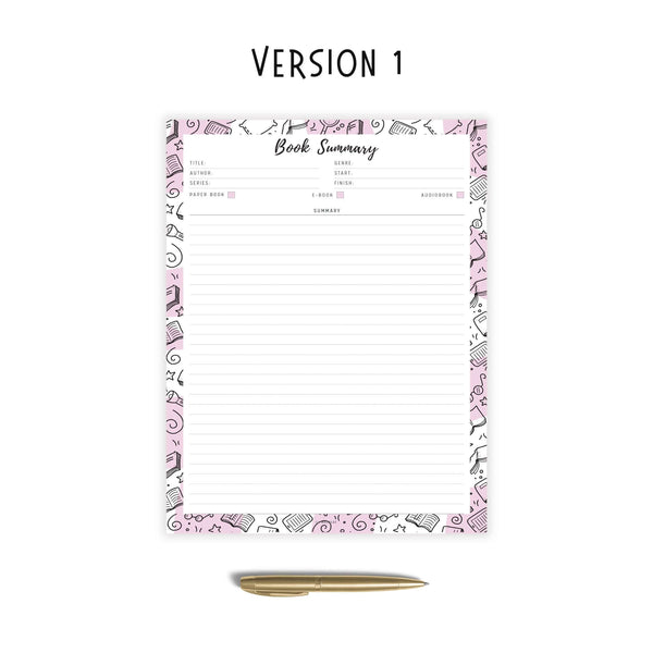 Book Summary Template Printable – mrsneat