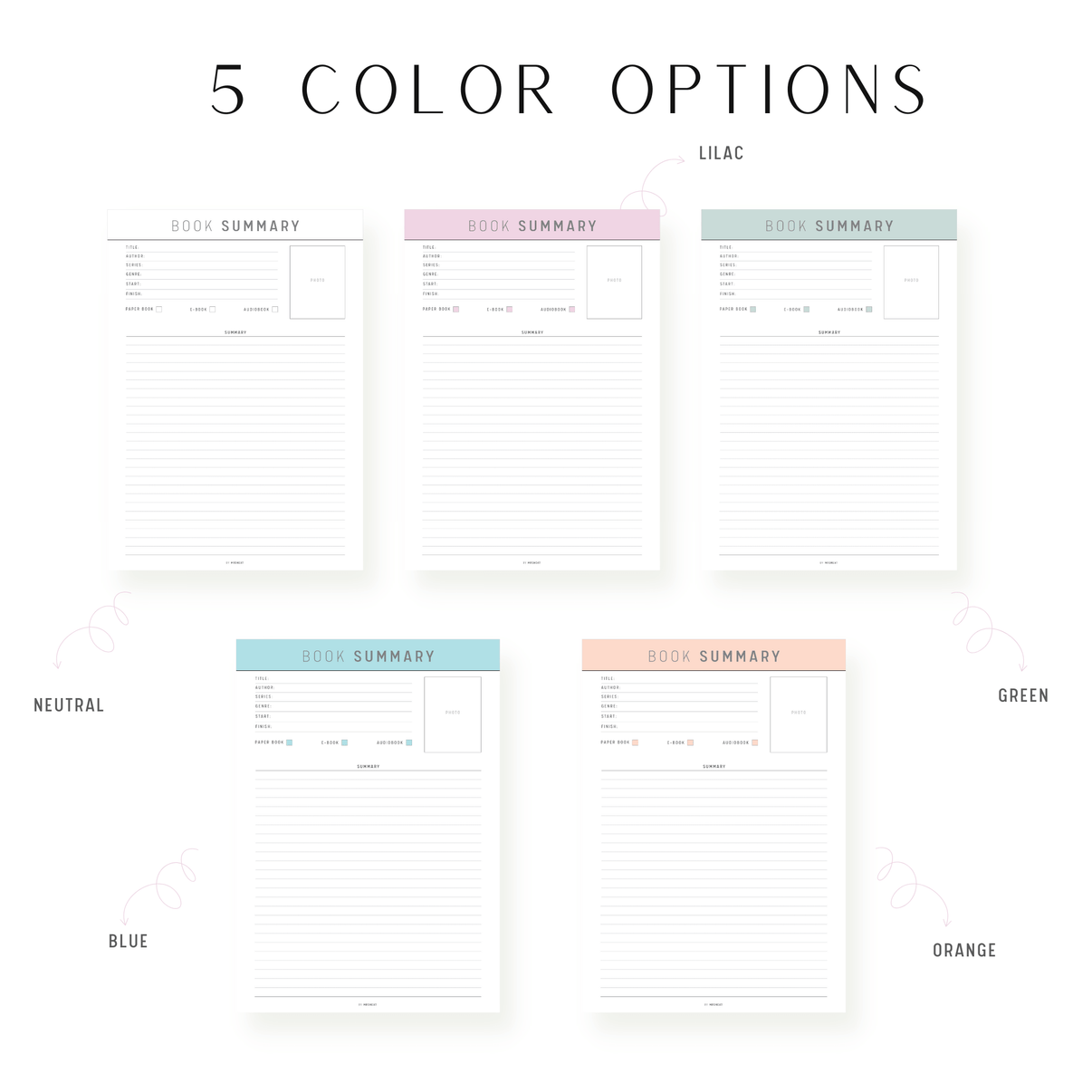 Book Summary Template PRINTABLE - M217 – mrsneat