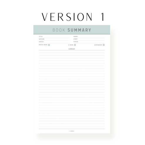 Book Summary Printable – mrsneat