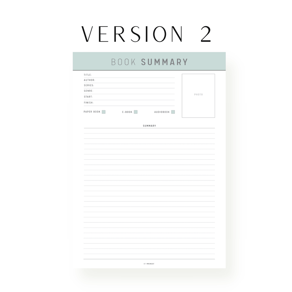 Book Summary Printable – mrsneat