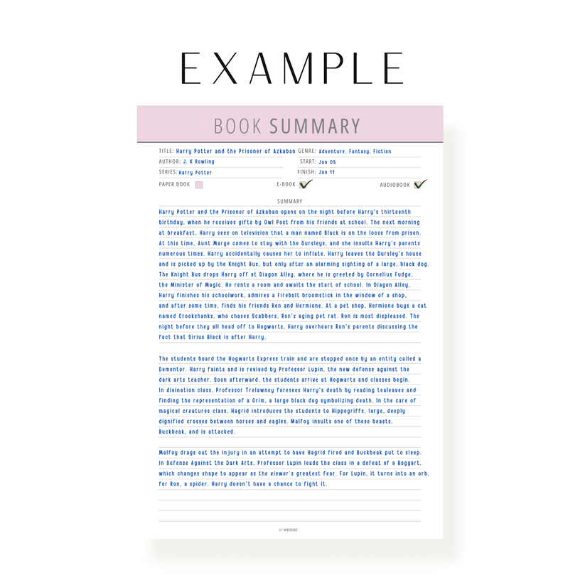 Book Summary Printable – mrsneat