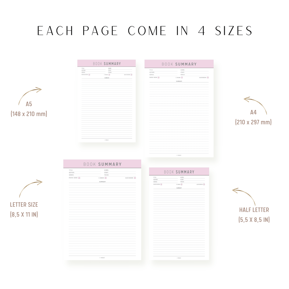 Book Summary Template PRINTABLE - M217 – mrsneat