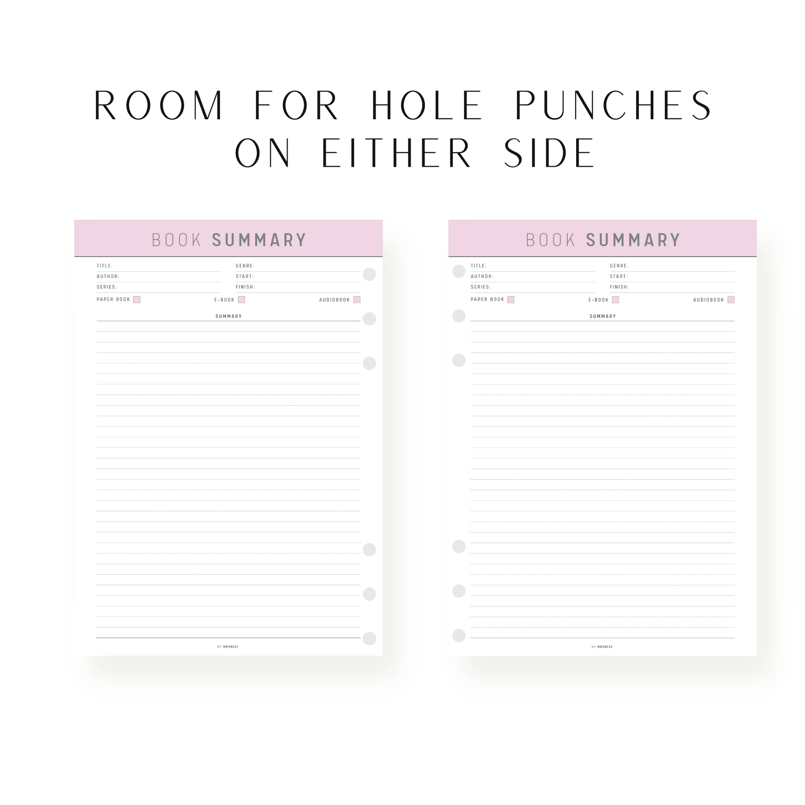 Book Summary Template PRINTABLE - M217 – mrsneat