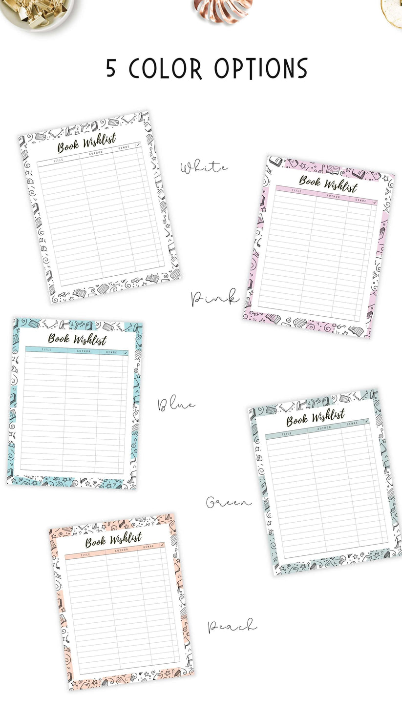 Colorful Book Wishlist Template Printable - M422 – mrsneat