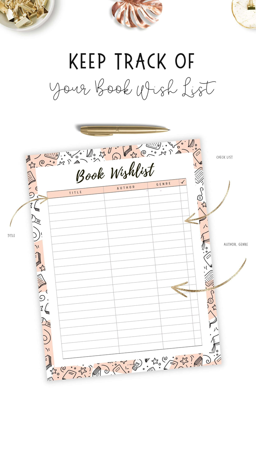 Colorful Book Wishlist Template PRINTABLE - M422 – mrsneat