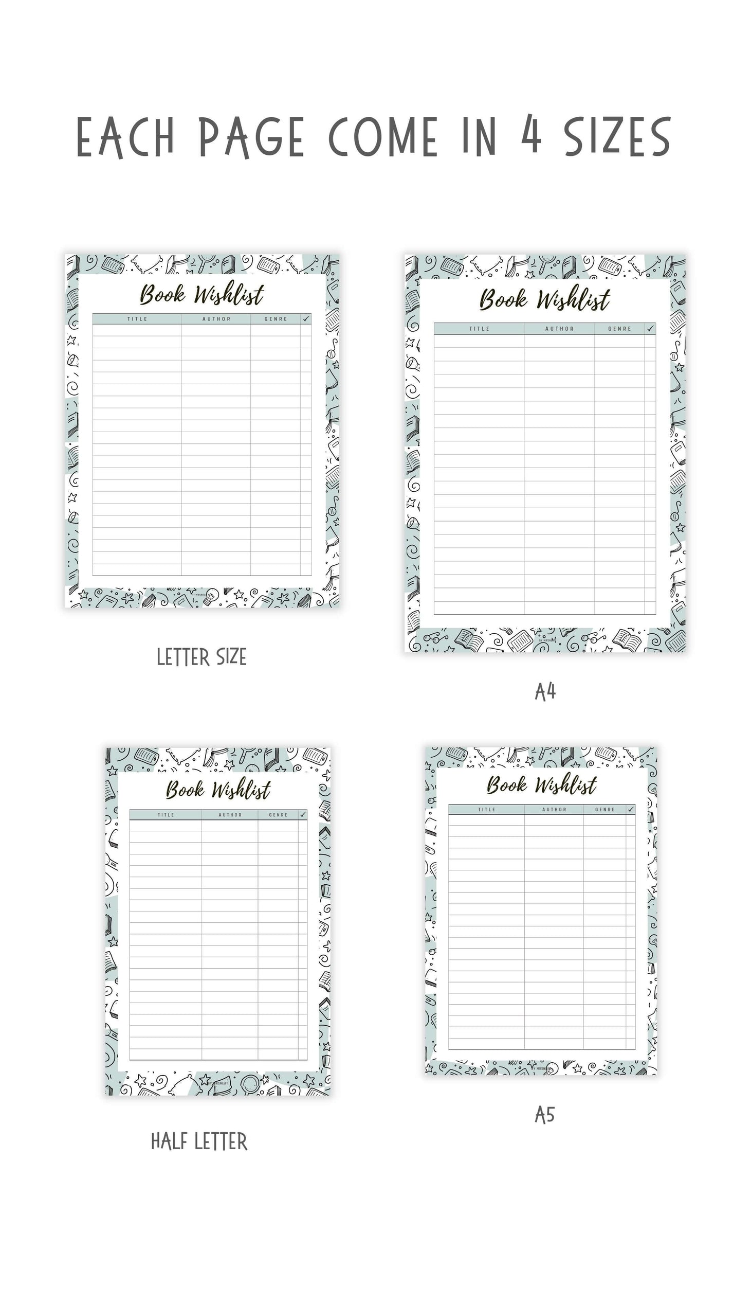Colorful Book Wishlist Template PRINTABLE - M422 – mrsneat