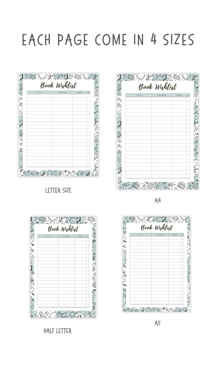 Colorful Book Wishlist Template PRINTABLE - M422 – mrsneat