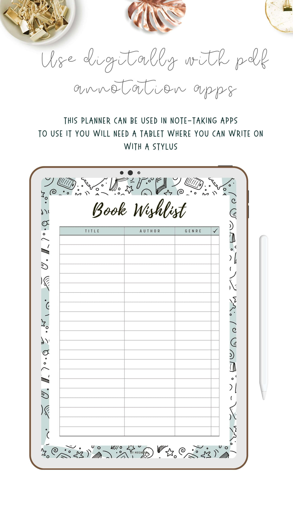Colorful Book Wishlist Template PRINTABLE - M422 – mrsneat