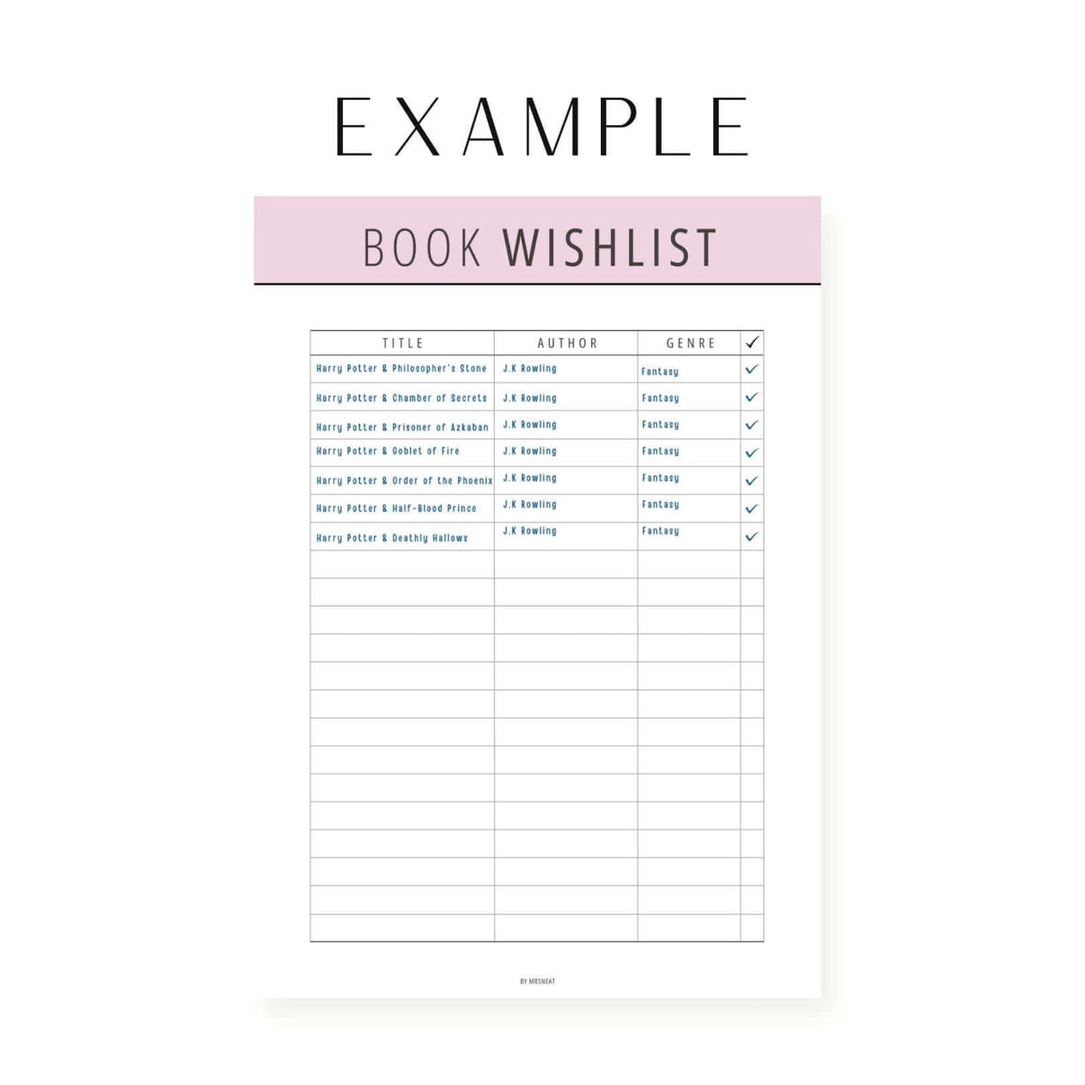 Book Wish List Printable – mrsneat