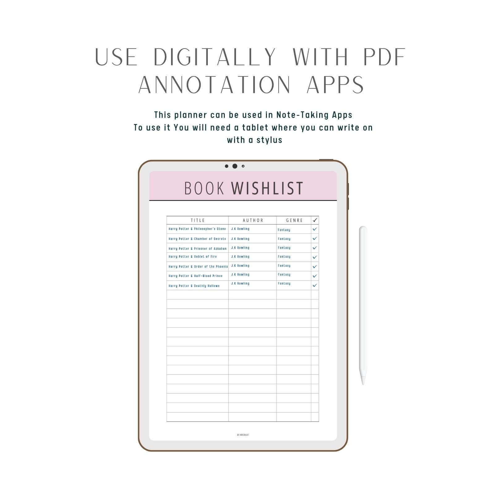 Book Wish List PRINTABLE - M218 – mrsneat