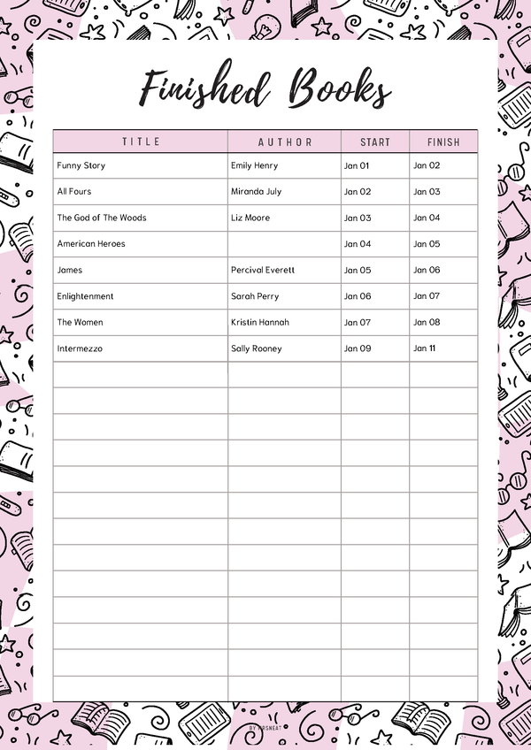 Books I Have Read Template PRINTABLE - M424 – mrsneat