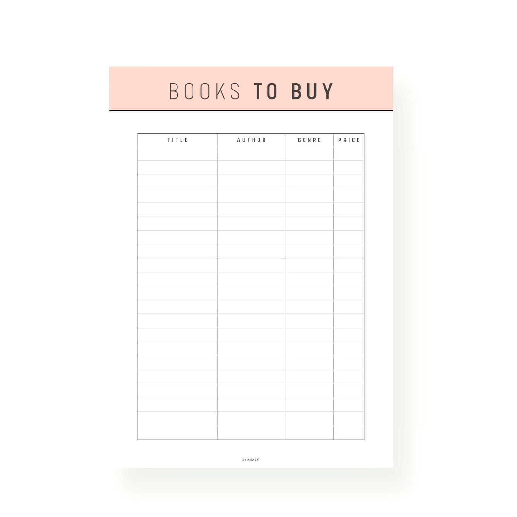 Books To Buy Template - M225 – mrsneat