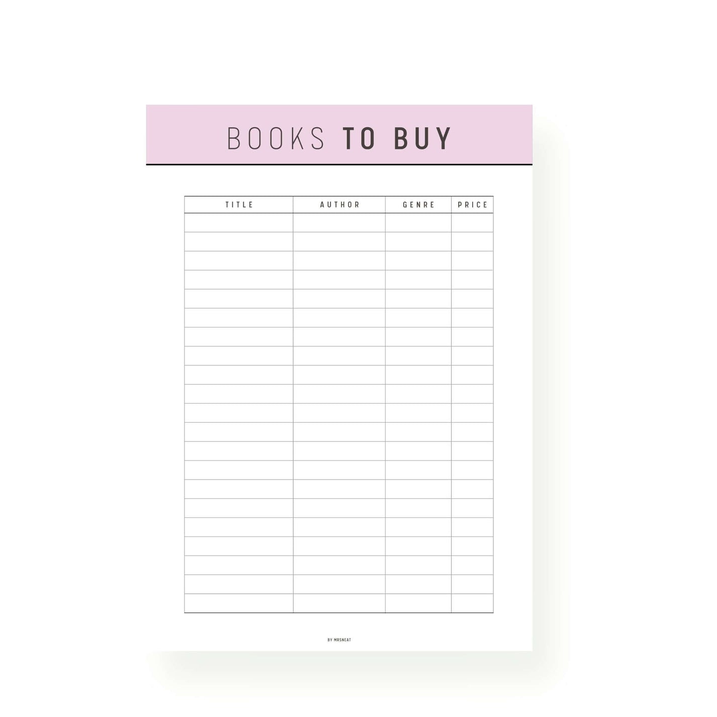 Books To Buy Template - M225 – mrsneat