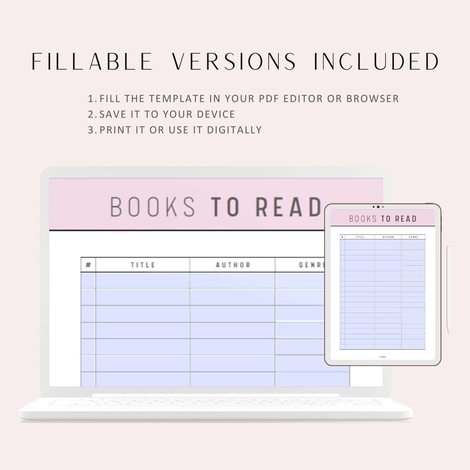 Books to Read List Template Printable - M219 – mrsneat