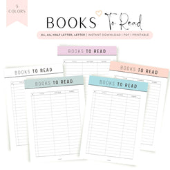 Books to Read List Template Printable - M219 – mrsneat