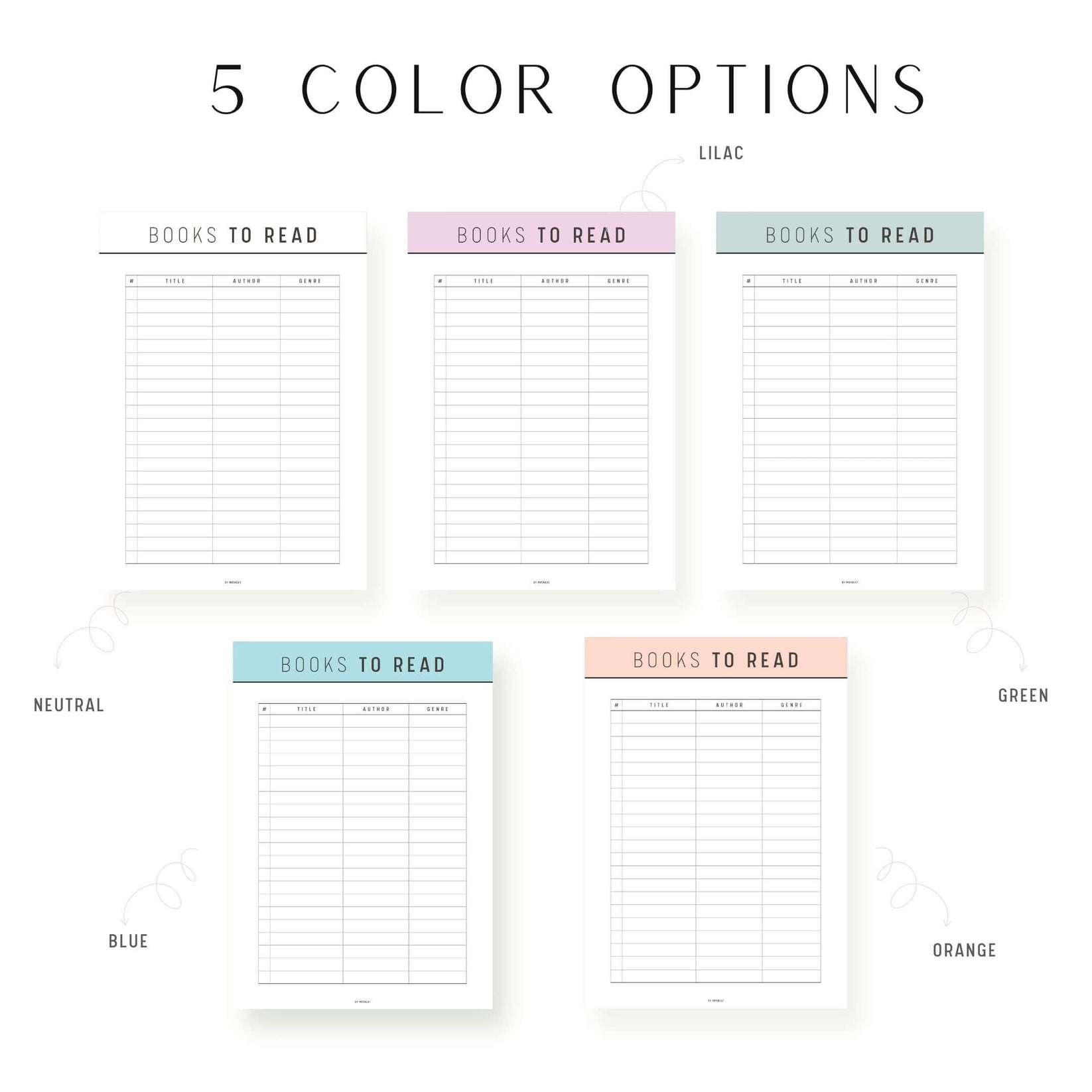 Books to Read List Template Printable - M219 – mrsneat