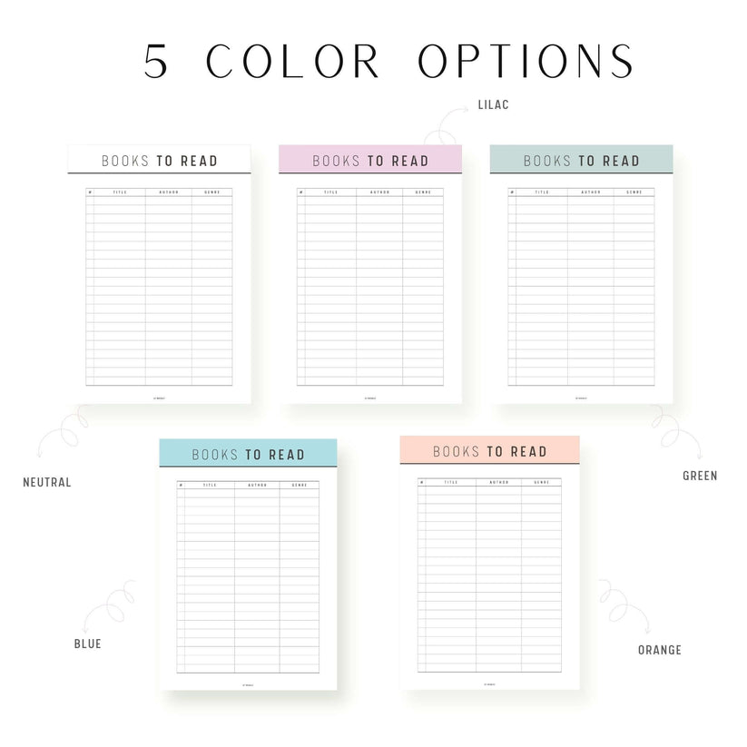 Books to Read List Template Printable - M219 – mrsneat