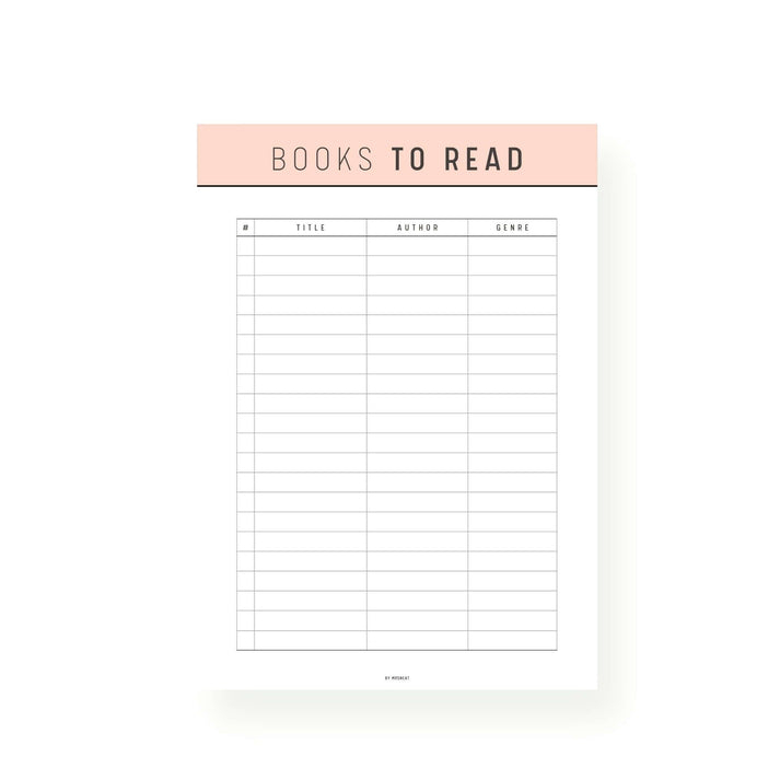 Books to Read List Template Printable - M219 – mrsneat