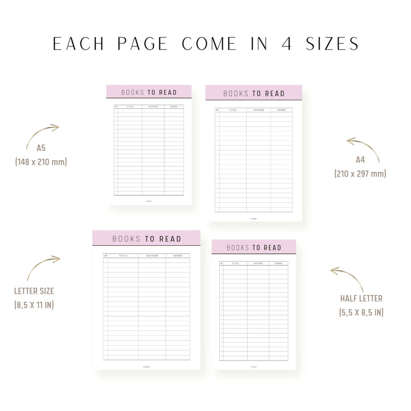 Books to Read List Template Printable - M219 – mrsneat