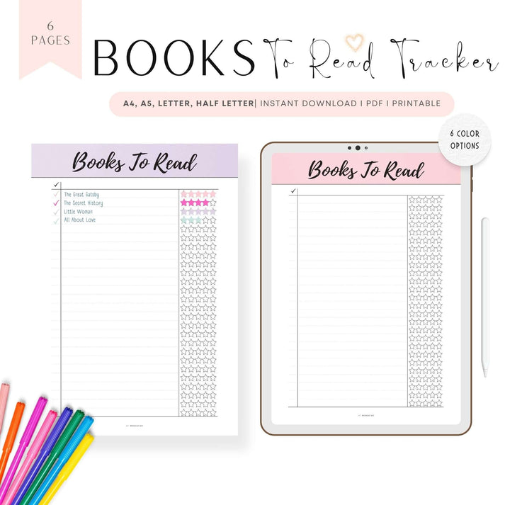 Books To Read List Template - M375 – mrsneat