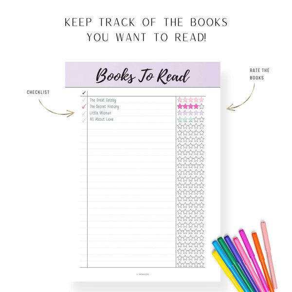 Books To Read List Template - M375 – mrsneat