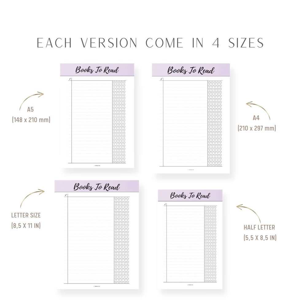 Books To Read List Template - M375 – mrsneat