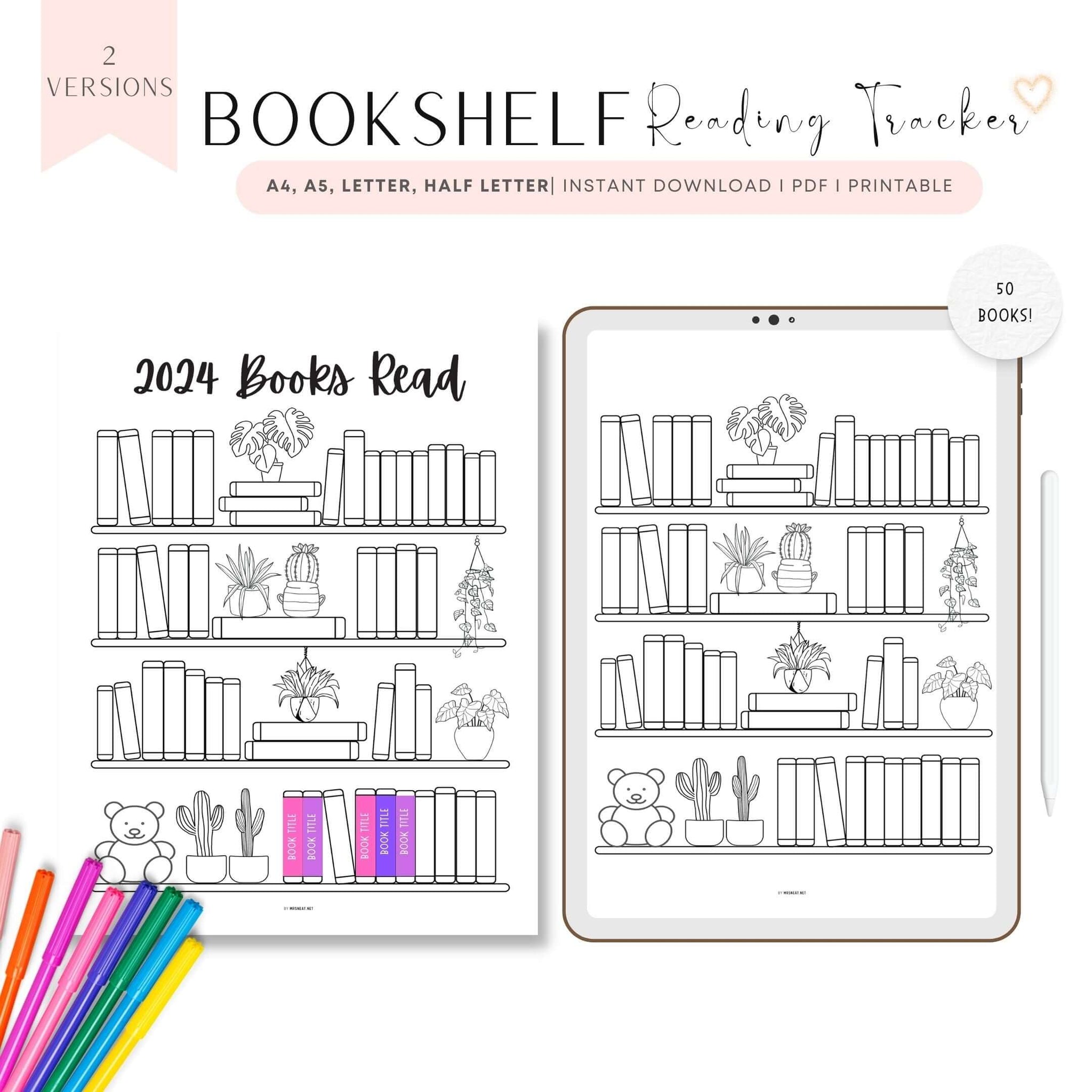 Bookshelf Reading Tracker Printable - 50 Books – mrsneat