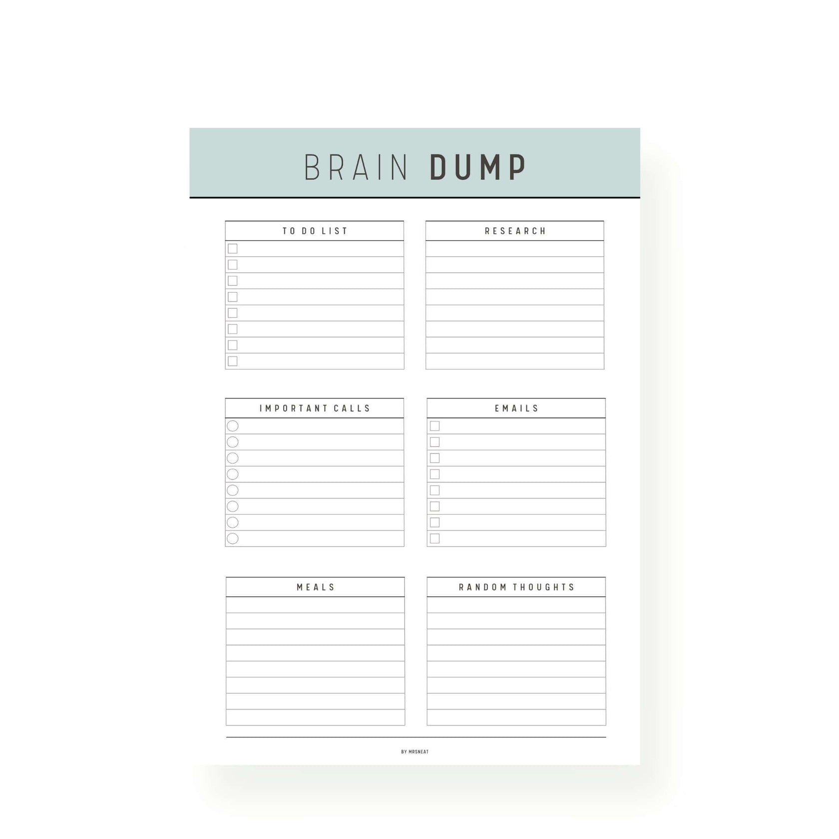 Brain Dump Page – mrsneat
