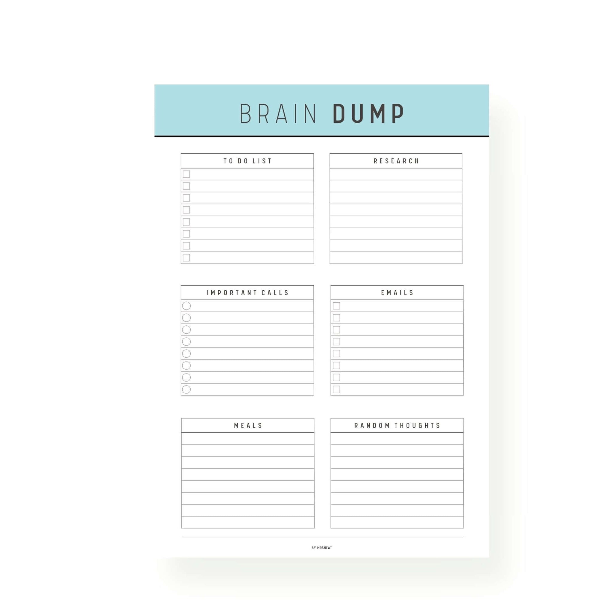Brain Dump Page – mrsneat