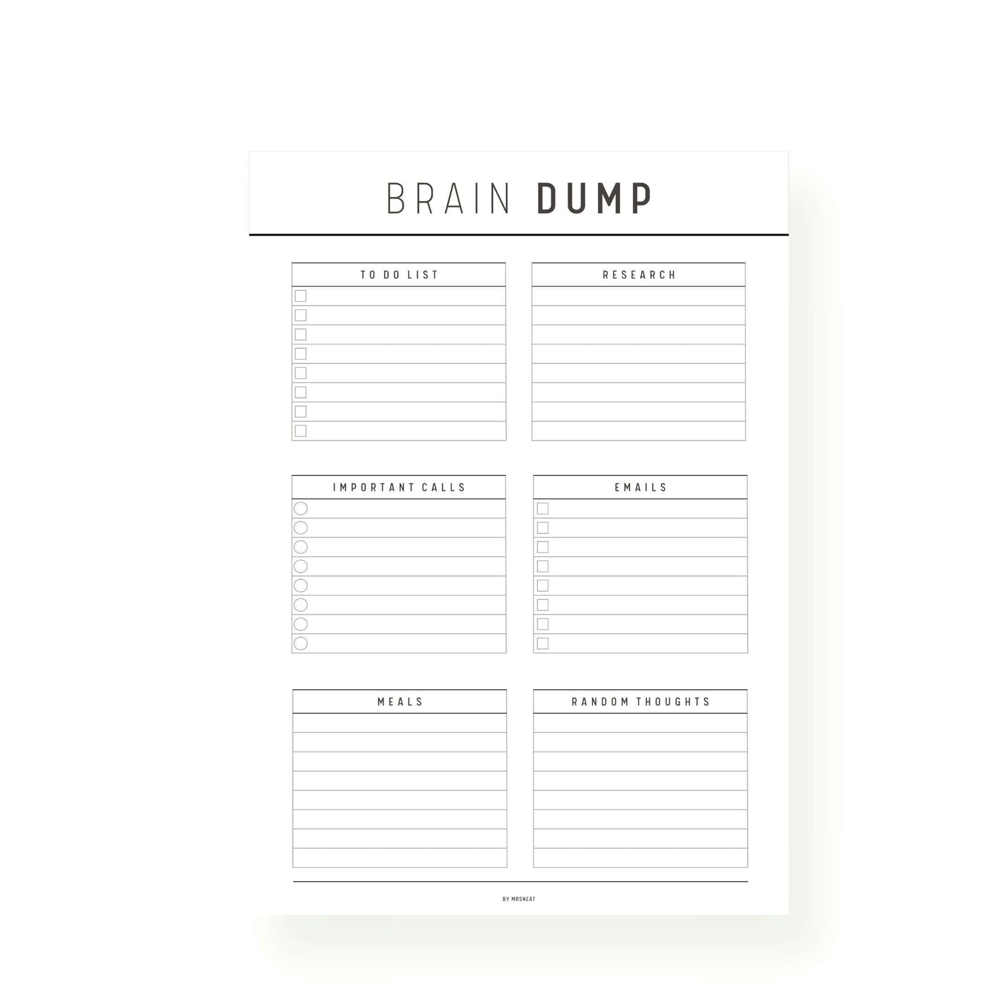Brain Dump Page – mrsneat