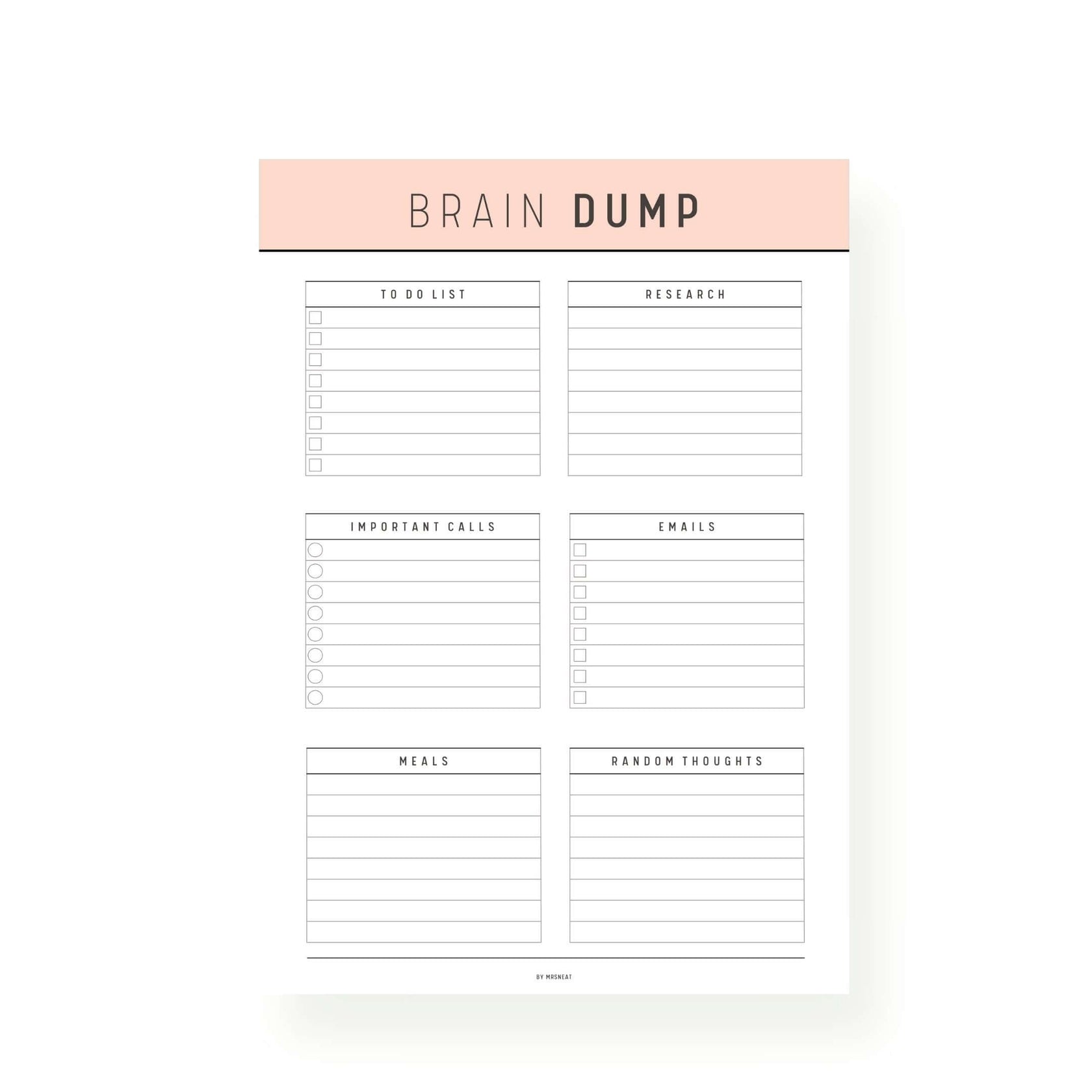 Brain Dump Page – mrsneat