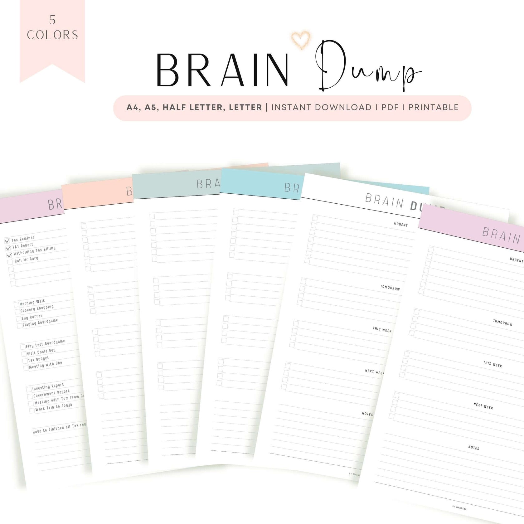 Brain Dump Template – mrsneat