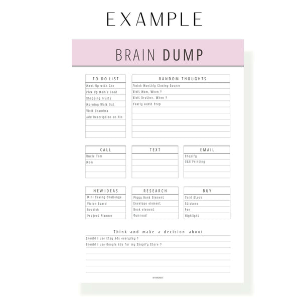 Brain Dump Printable - M237 – mrsneat