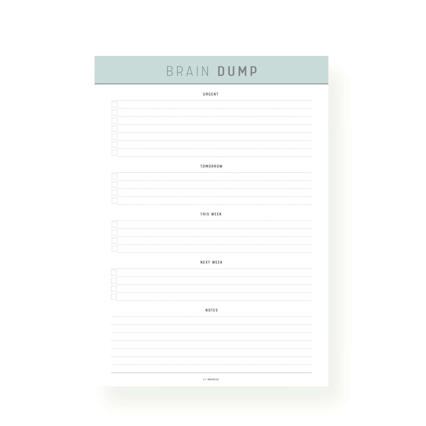 Brain Dump Template – mrsneat
