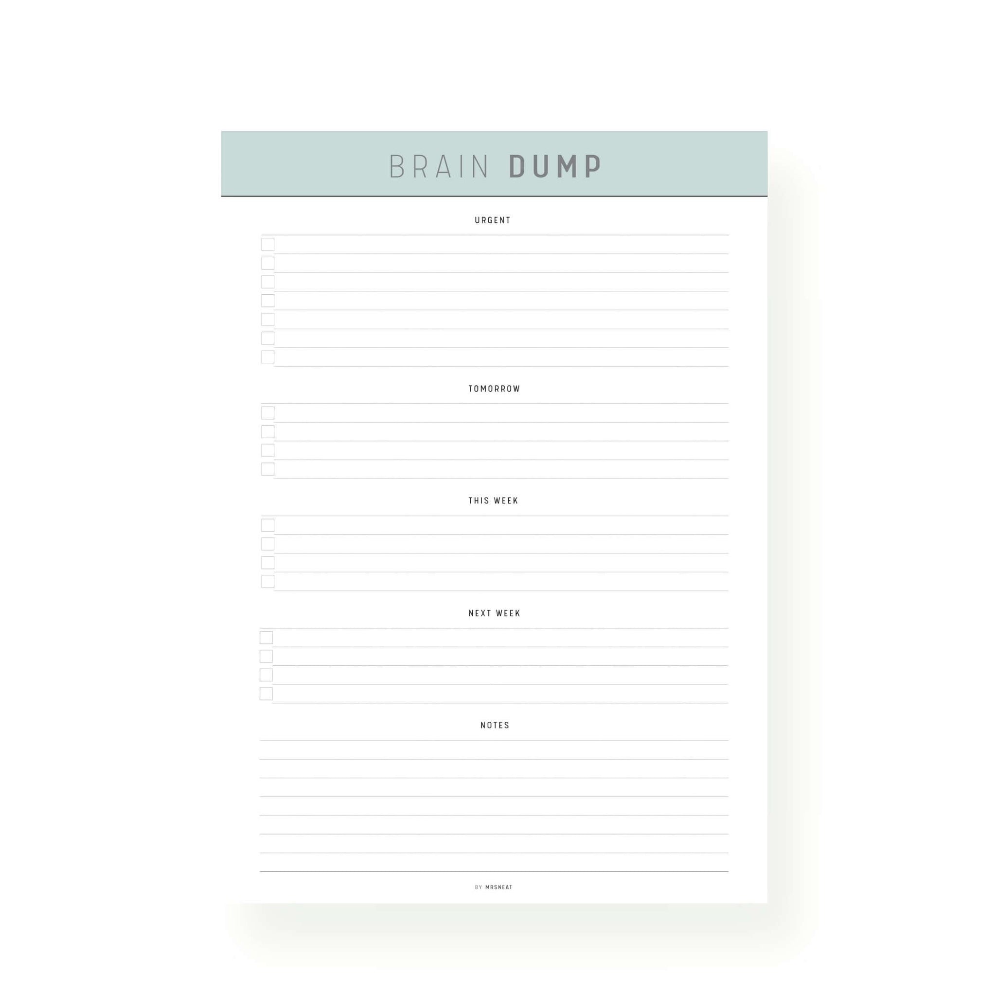 Brain Dump Template – mrsneat