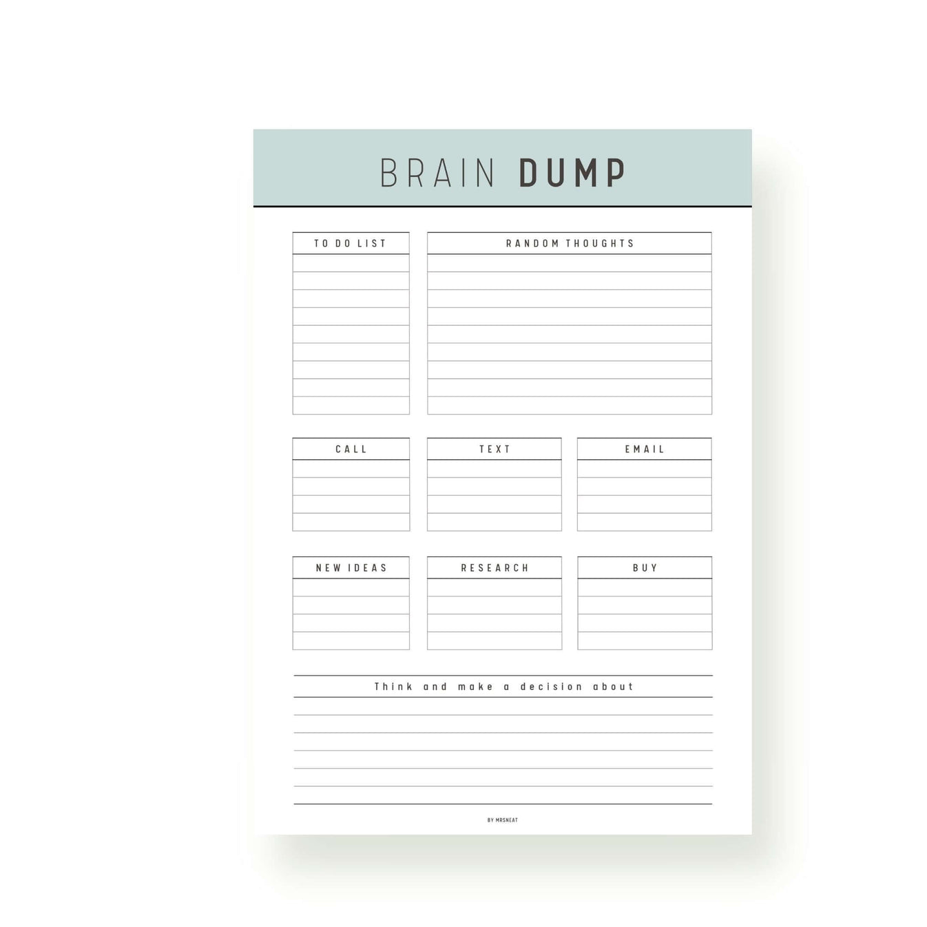 Brain Dump Printable - M237 – mrsneat