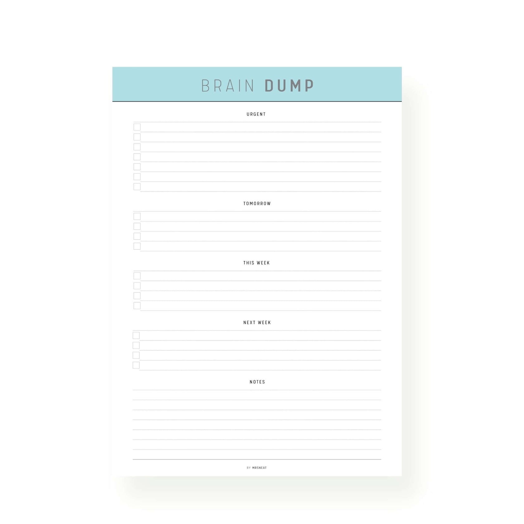 Brain Dump Template – mrsneat