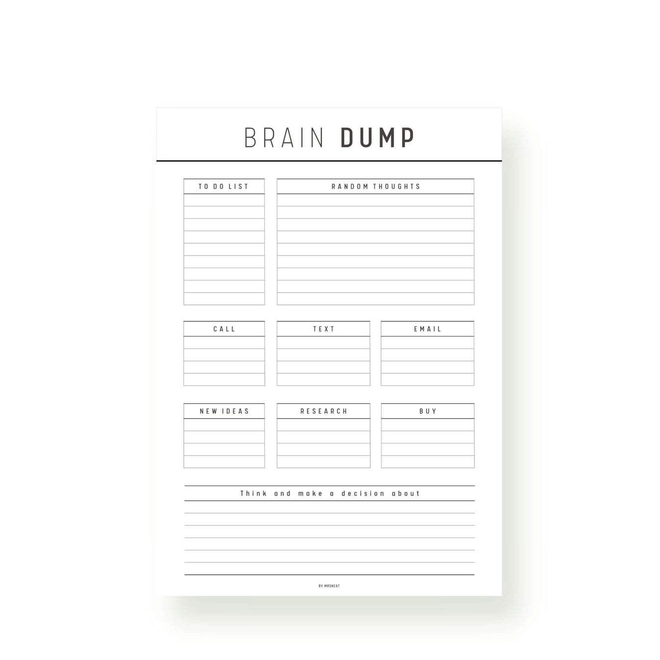 Brain Dump Printable - M237 – mrsneat