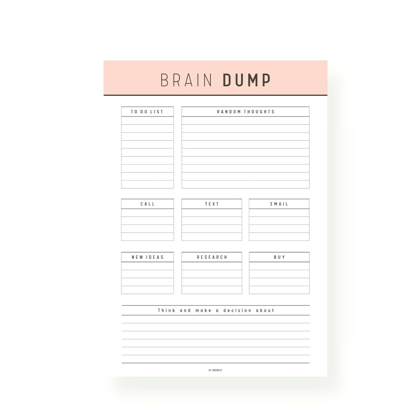 Brain Dump Printable - M237 – mrsneat