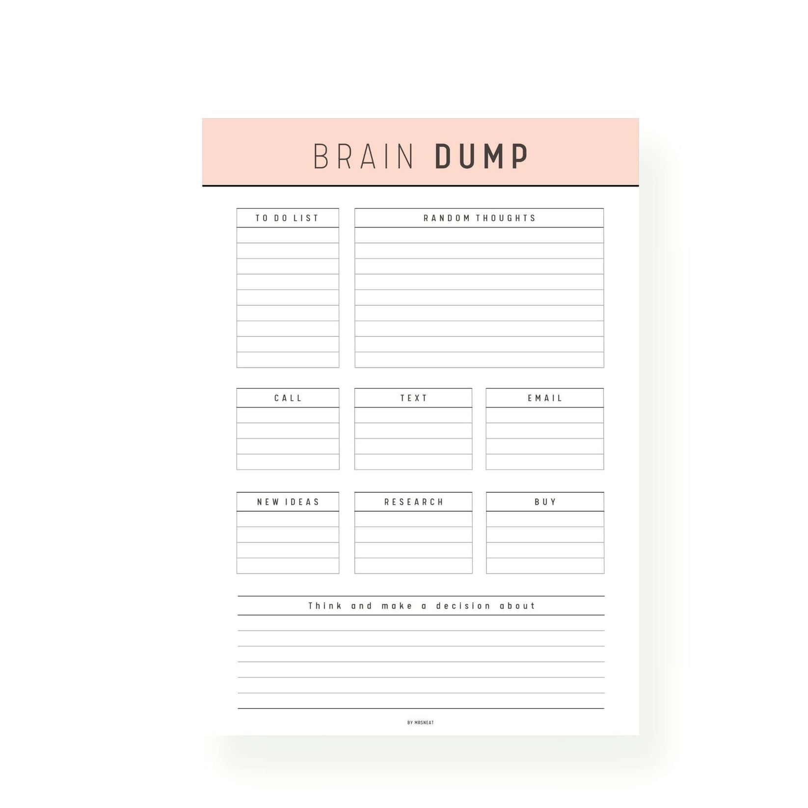 Brain Dump Printable - M237 – mrsneat