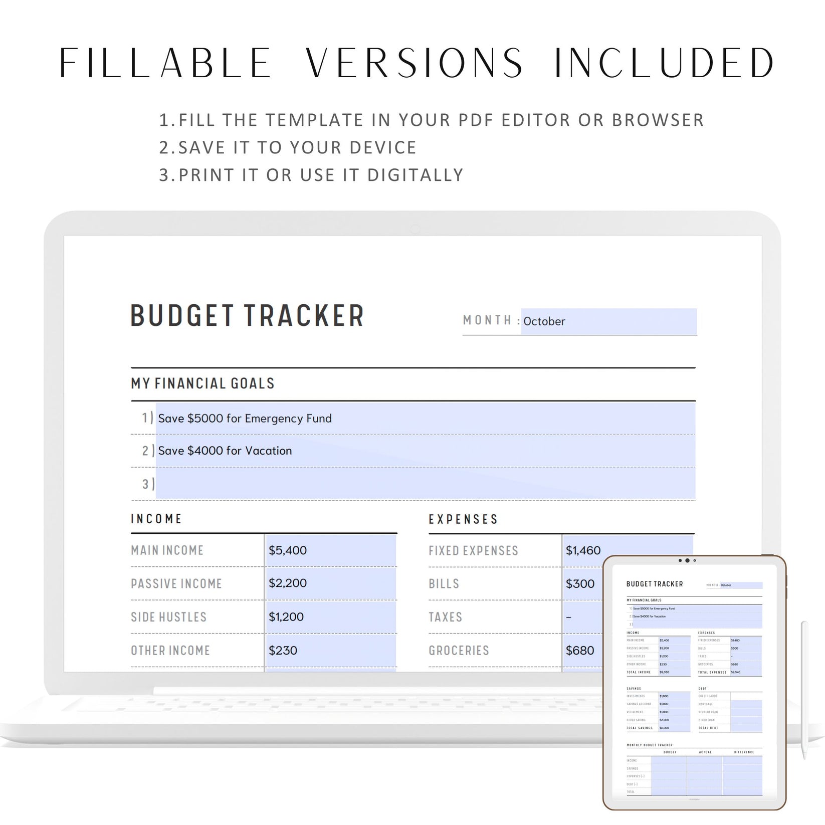 Minimalist Monthly Budget Tracker - M058 – mrsneat