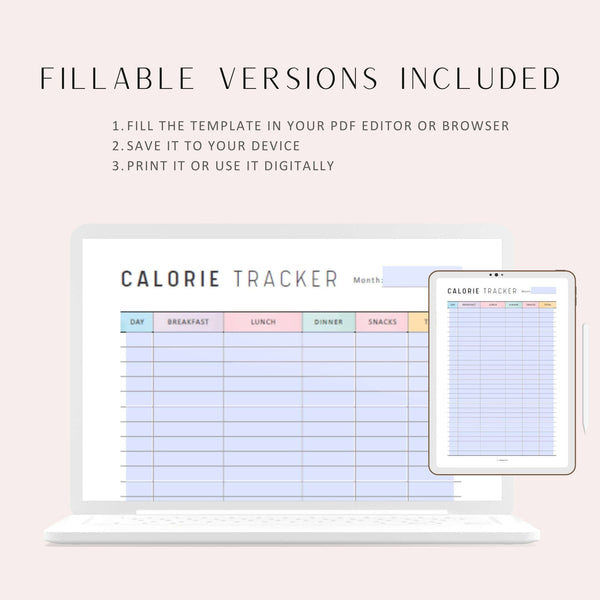 Food Calorie Tracker Printable – mrsneat